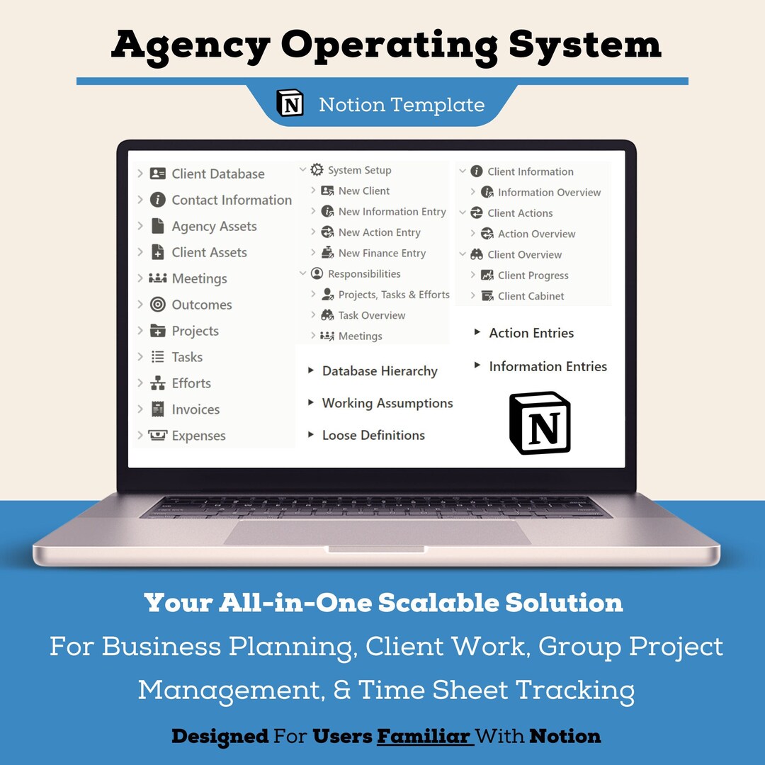 Agency Operating System Notion Template Client Management - Etsy
