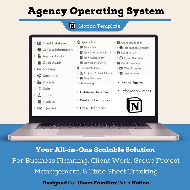 Agency Operating System Notion Template Client Management - Etsy