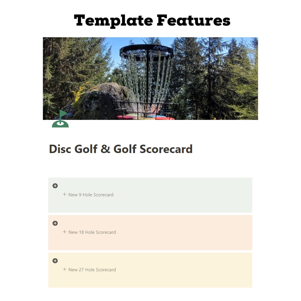 Disc Golf Scorecard & Golf Scorecard Notion Template, Solo Scorecard ...