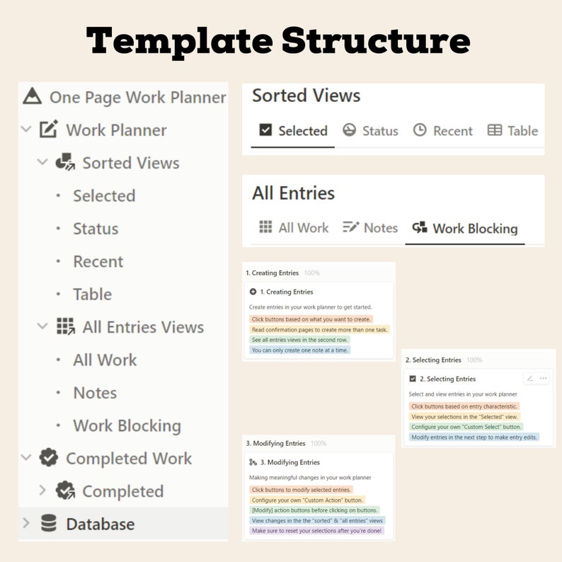 One Page Work Planner Notion Template Simplify Your Project - Etsy