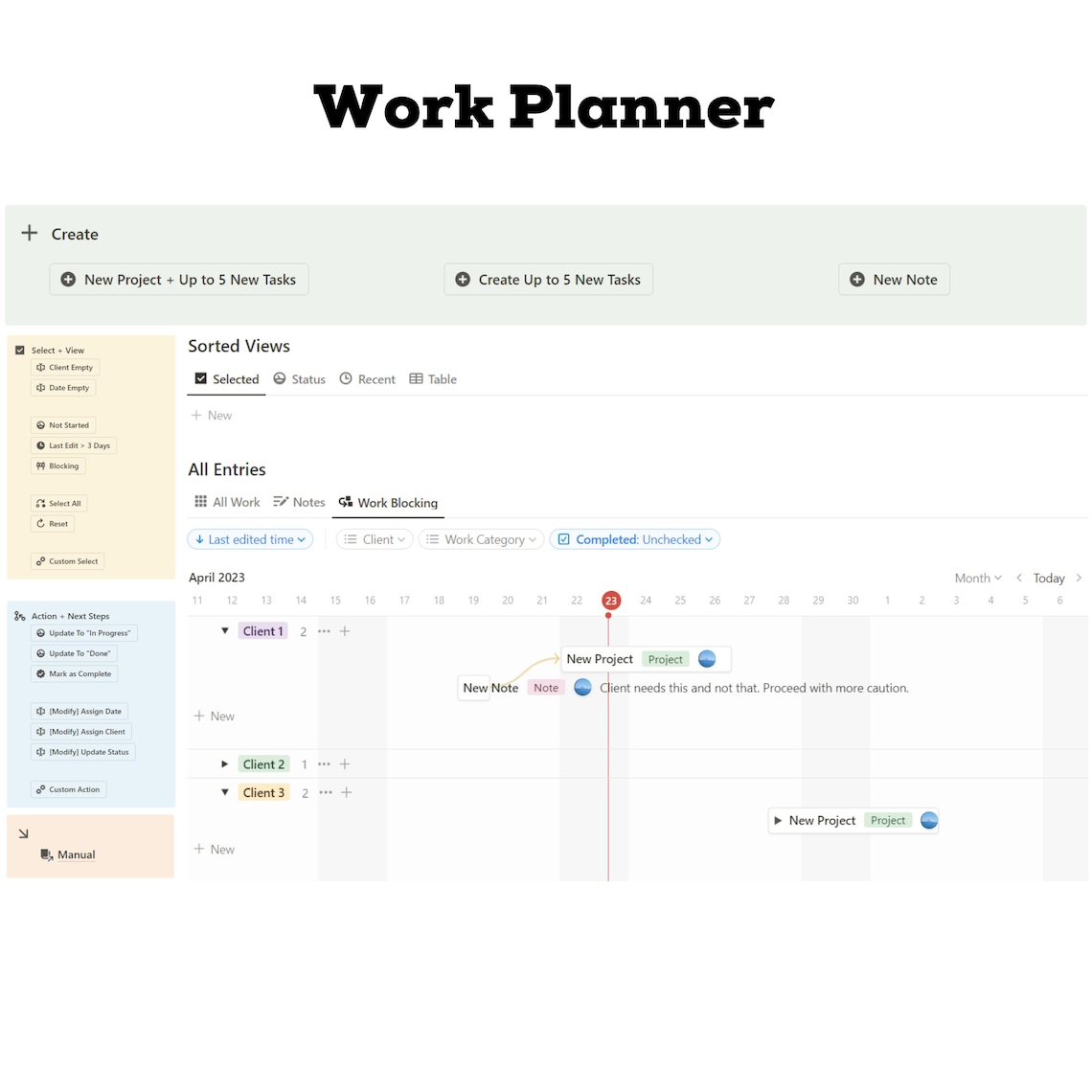 One Page Work Planner Notion Template, Notion Work Dashboard for Task ...