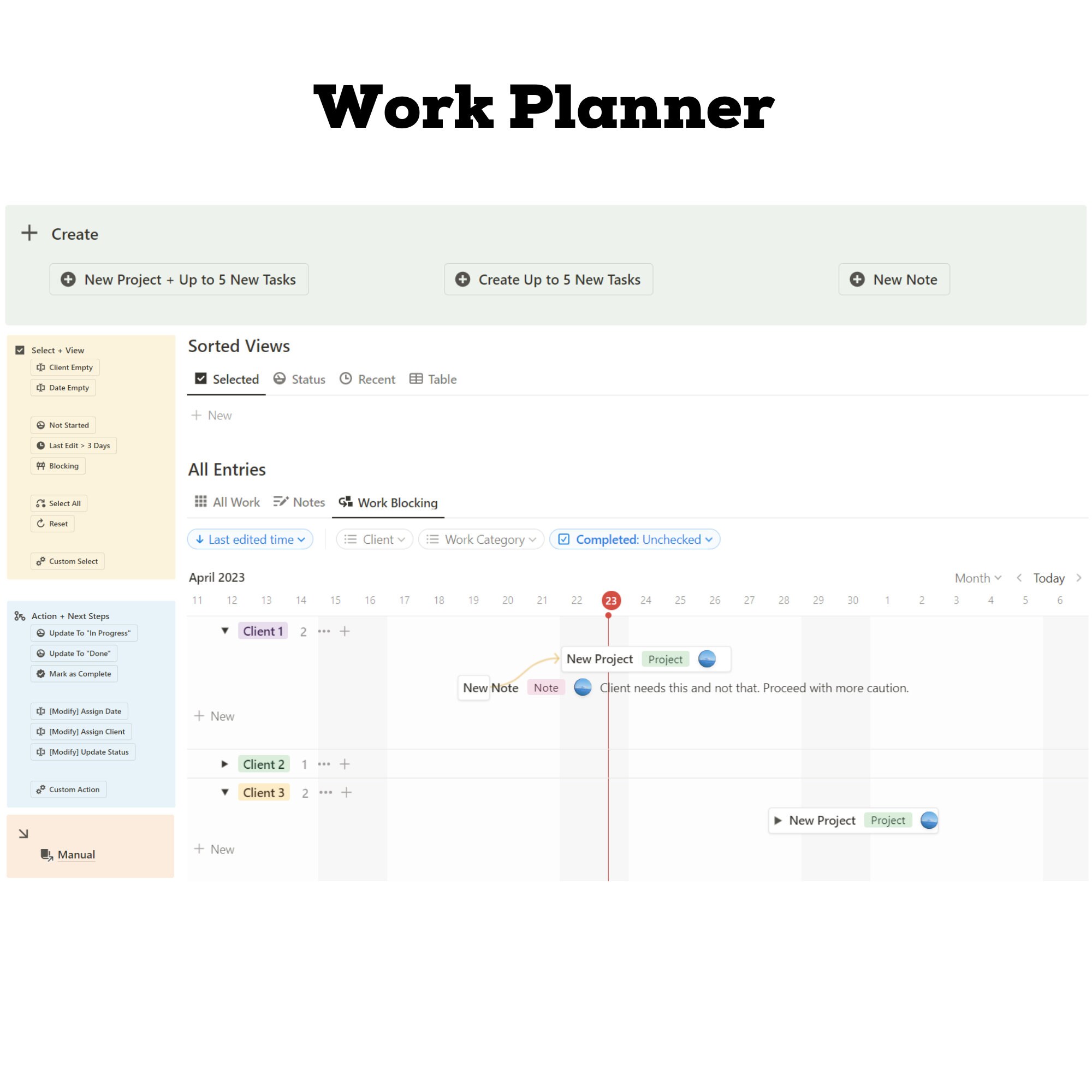 One Page Work Planner Notion Template, Notion Work Dashboard for Task ...