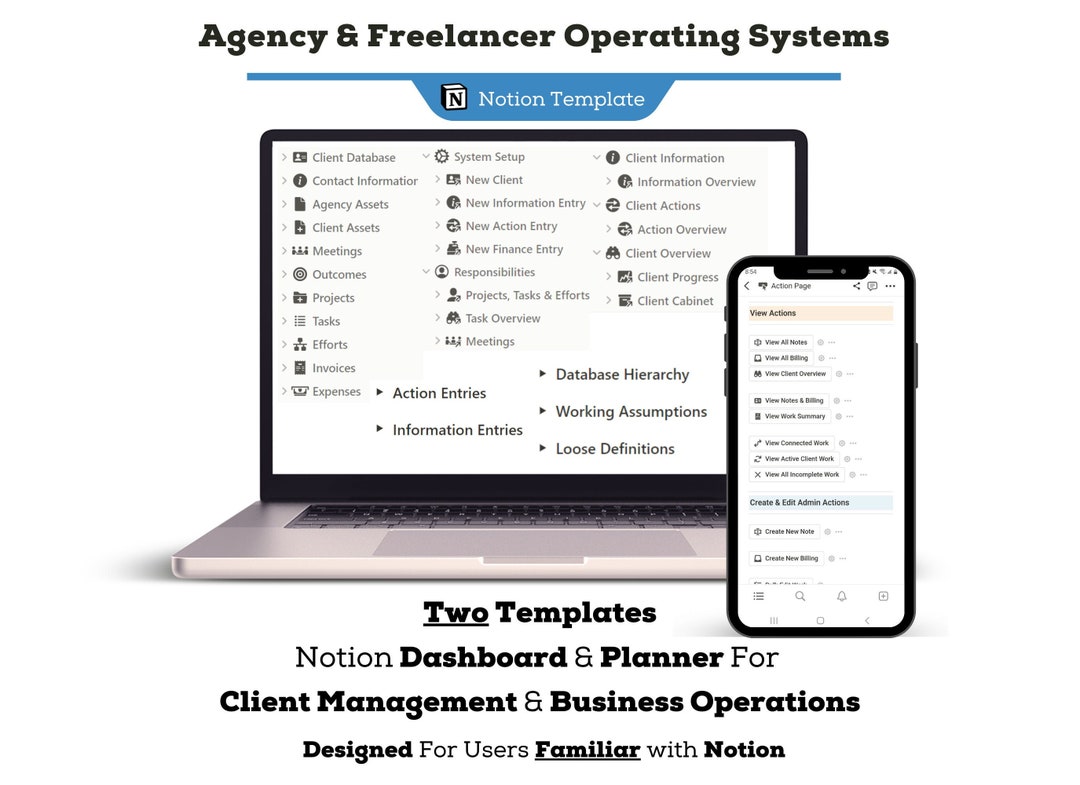 Operating Systems Notion Template Bundle, Agency & Freelancer Notion Dashboard for Client ...