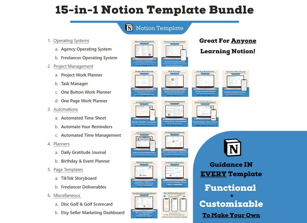 15-in-1 Notion Template Bundle | Notion Business & Work Templates ...