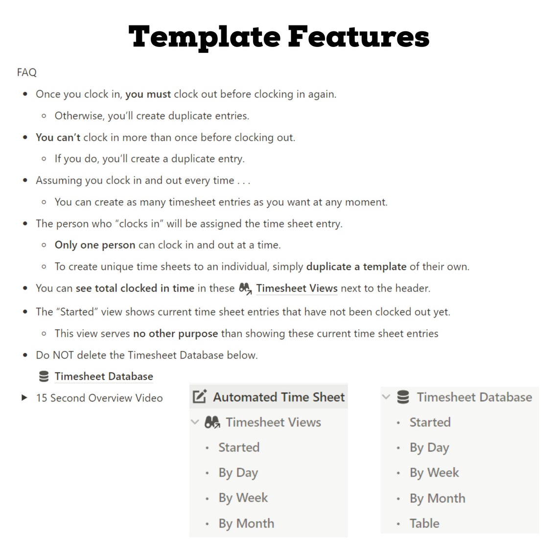 Automate Your Time Sheet, Timesheet Notion Template to Make Tracking ...