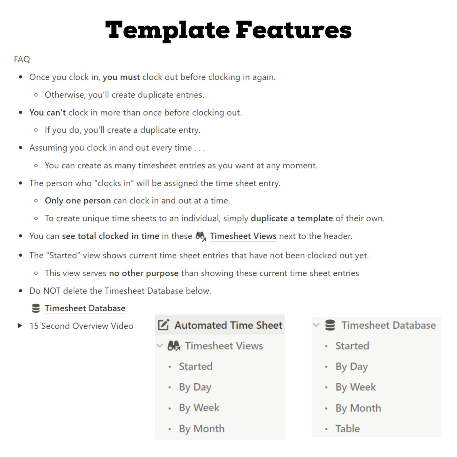 Automate Your Time Sheet, Timesheet Notion Template to Make Tracking ...