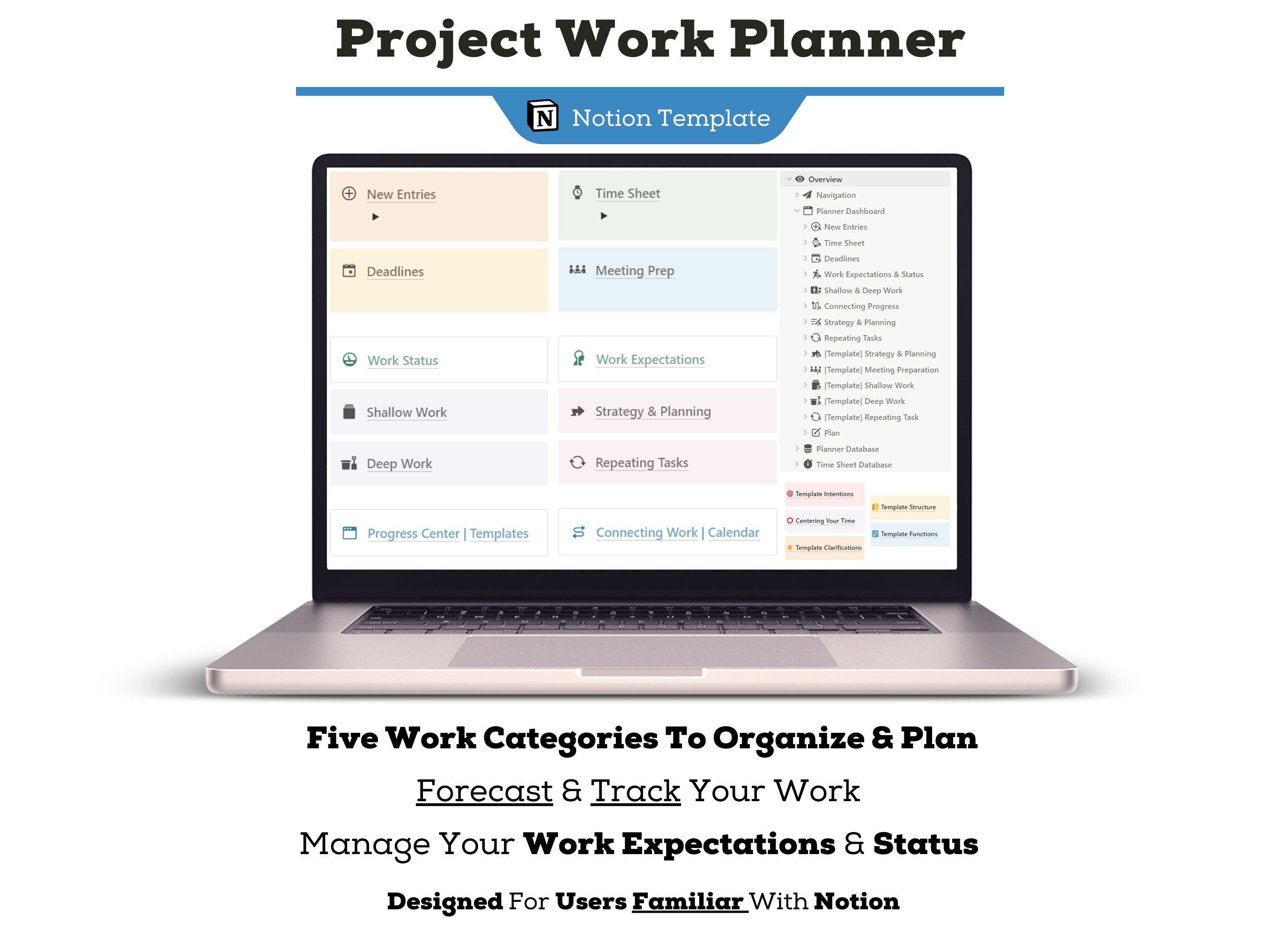 Project Work Planner Notion Template, Categorized Project Management ...