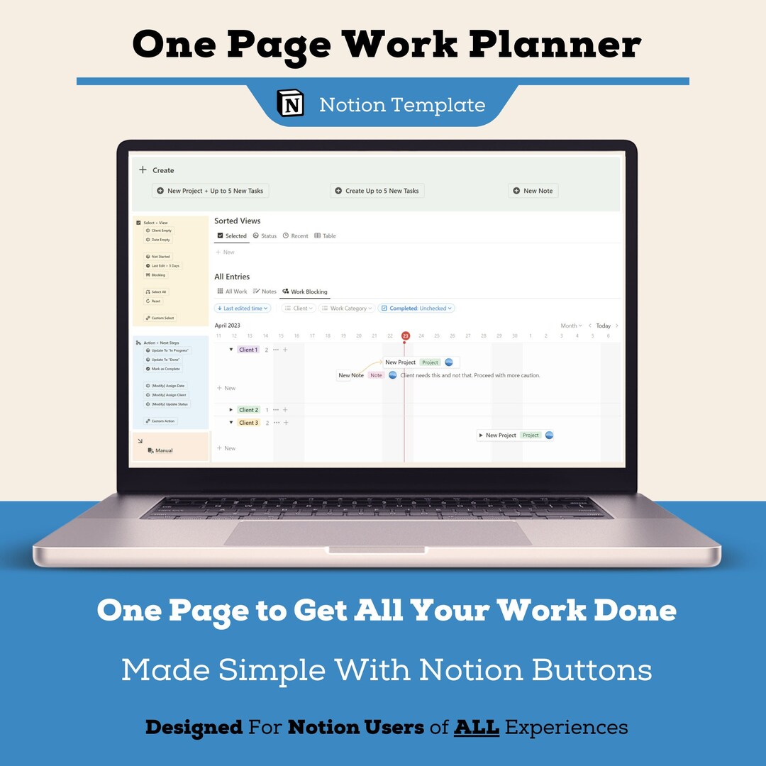 One Page Work Planner Notion Template Simplify Your Project - Etsy