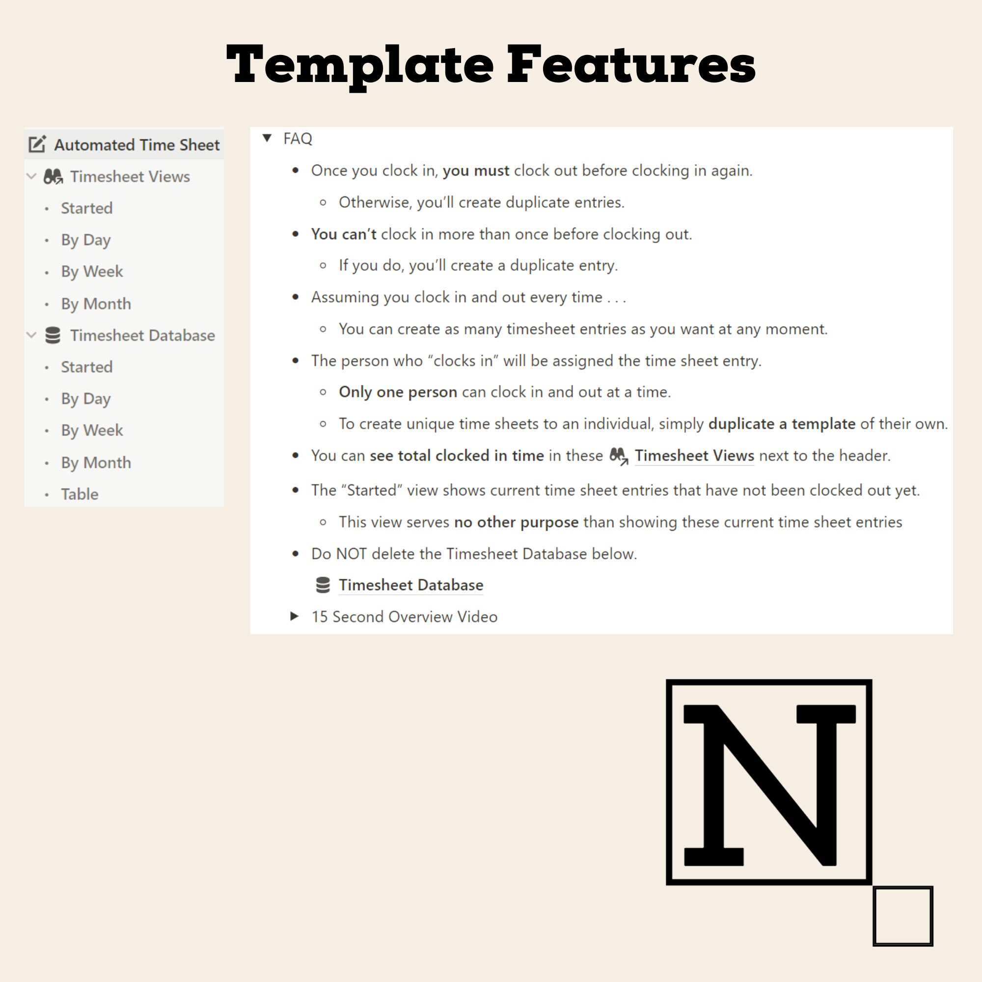 Automate Your Time Sheet Timesheet Notion Template Make - Etsy