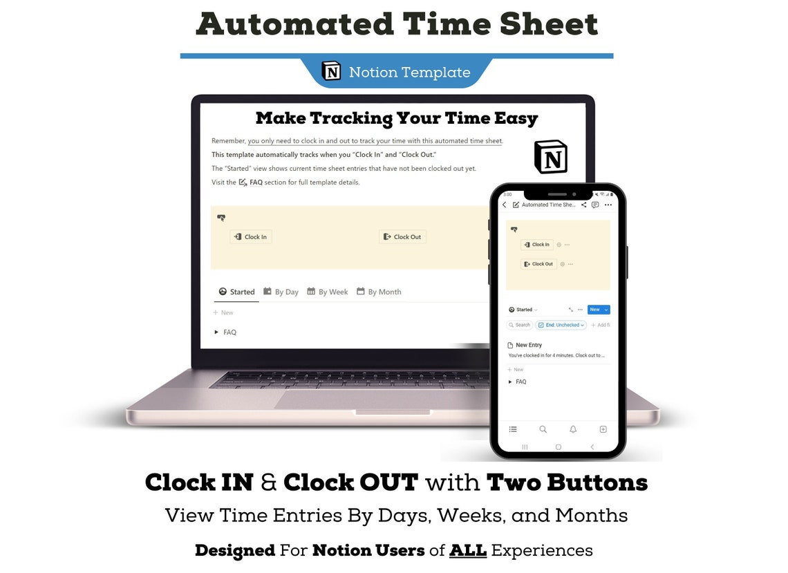Automate Your Time Sheet, Timesheet Notion Template to Make Tracking ...