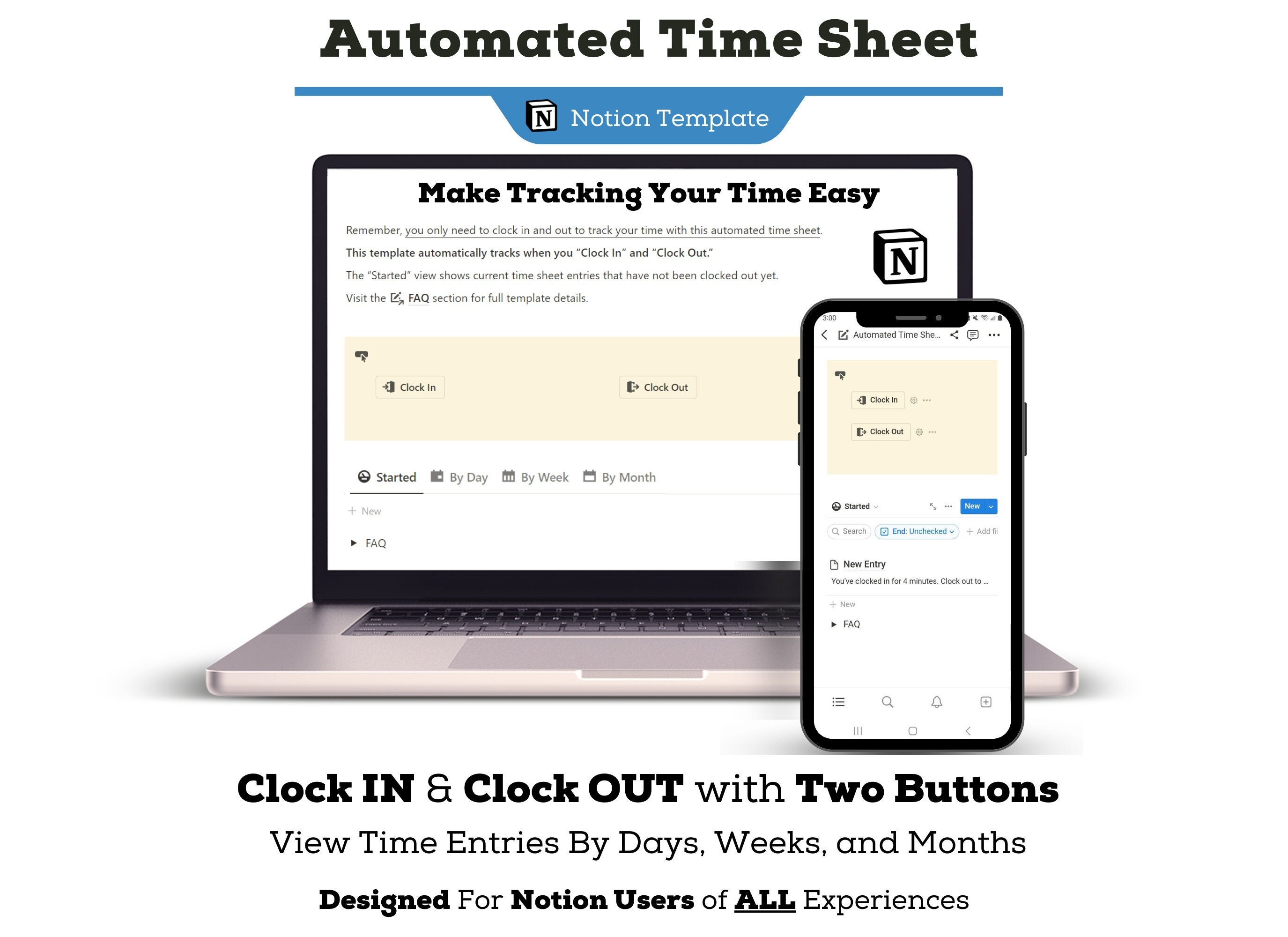 Automate Your Time Sheet, Timesheet Notion Template to Make Tracking ...