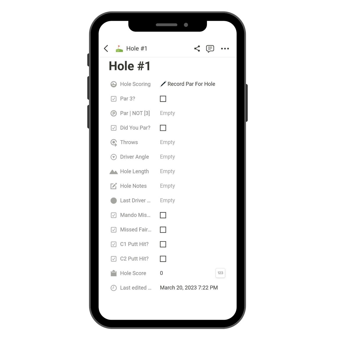 Disc Golf Scorecard & Golf Scorecard Notion Template, Solo Scorecard ...