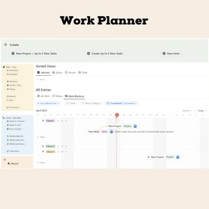One Page Work Planner Notion Template Notion Work Dashboard - Etsy