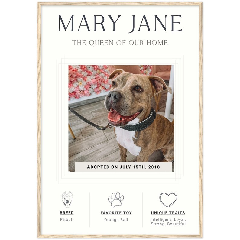 Pitbull Custom Portrait | Custom Dog Portrait | Personalized Dog Photo ...