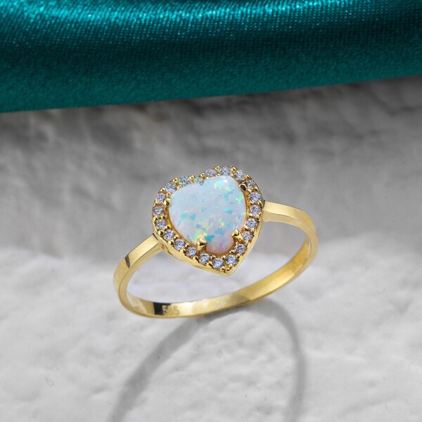 Opal Heart Ring - Etsy