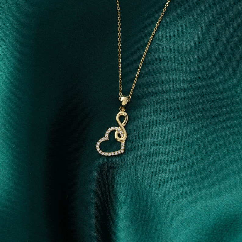 Infinity With Heart Necklace for Women, 18k Gold Infinity Heart ...