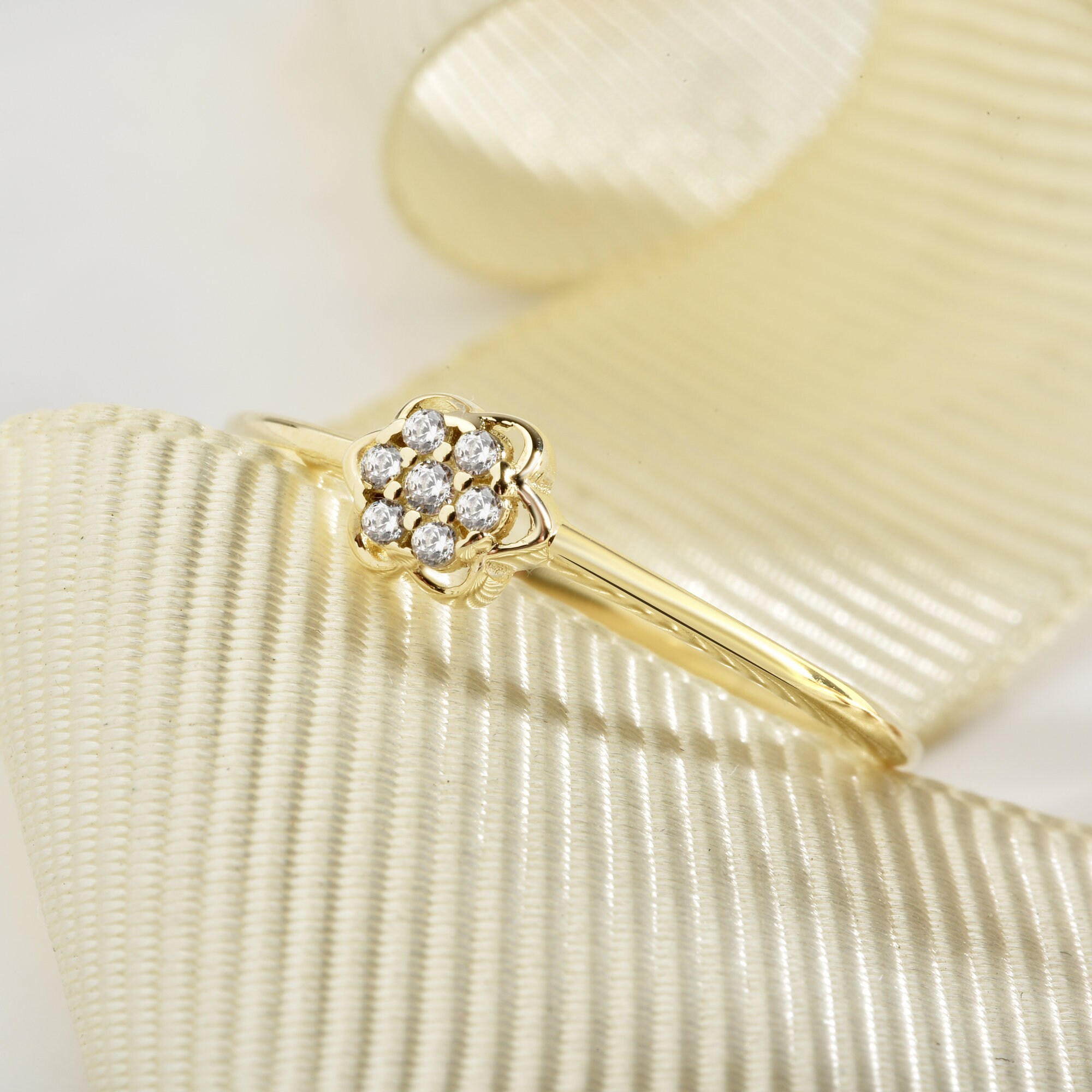 Minimalist Stackable Band Ring for Women With CZ Stone, Delicate Gold ...