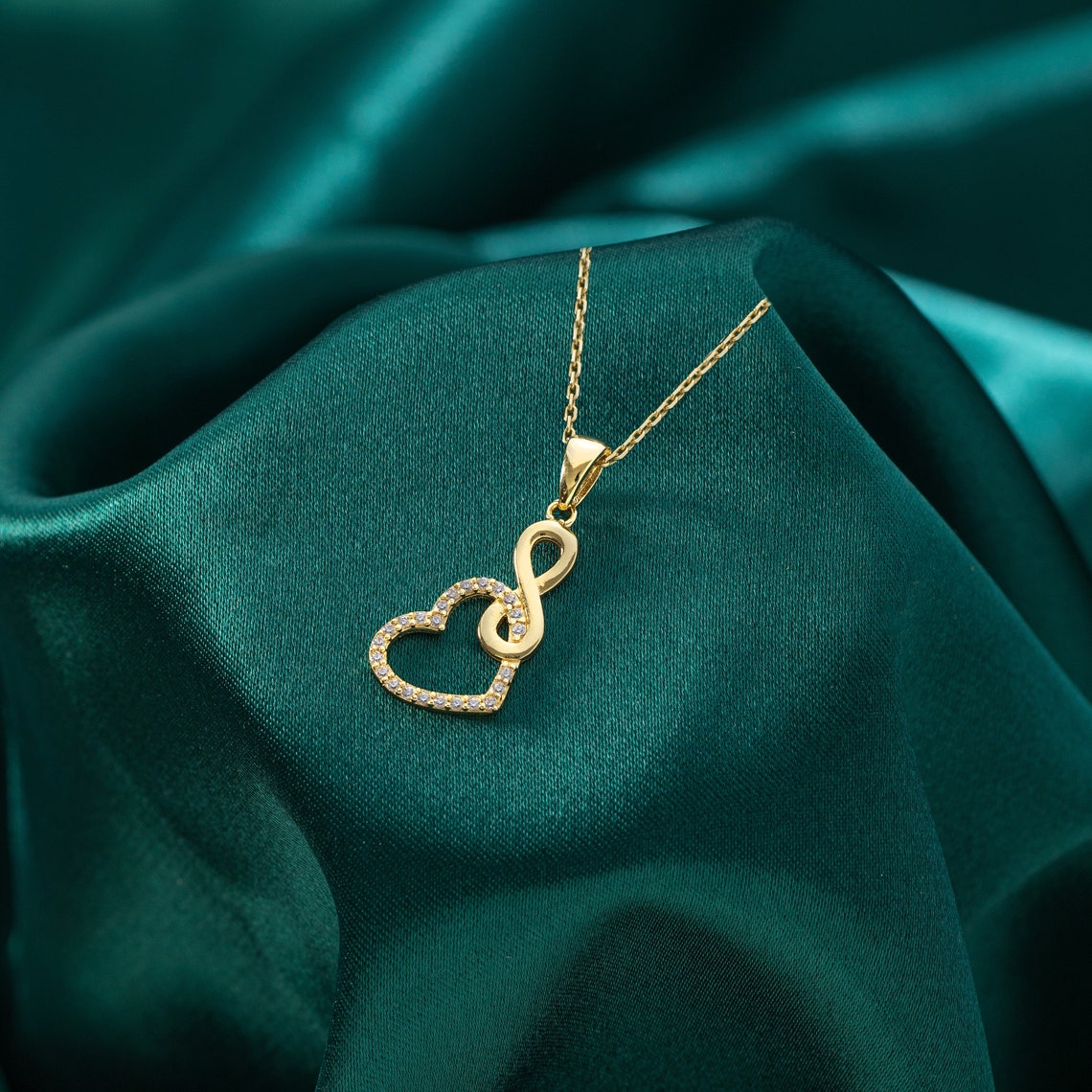 Infinity With Heart Necklace for Women, 18k Gold Infinity Heart ...