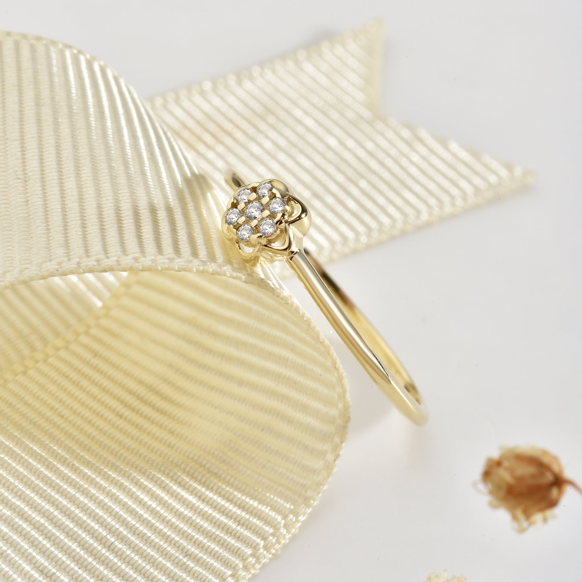 Minimalist Stackable Band Ring for Women With CZ Stone, Delicate Gold ...