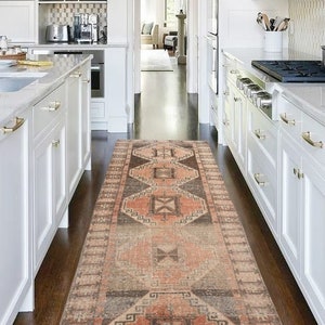 4x11 Rustic Farmhouse Vintage Runner Rug, Turkish Geometric Aesthetic ...
