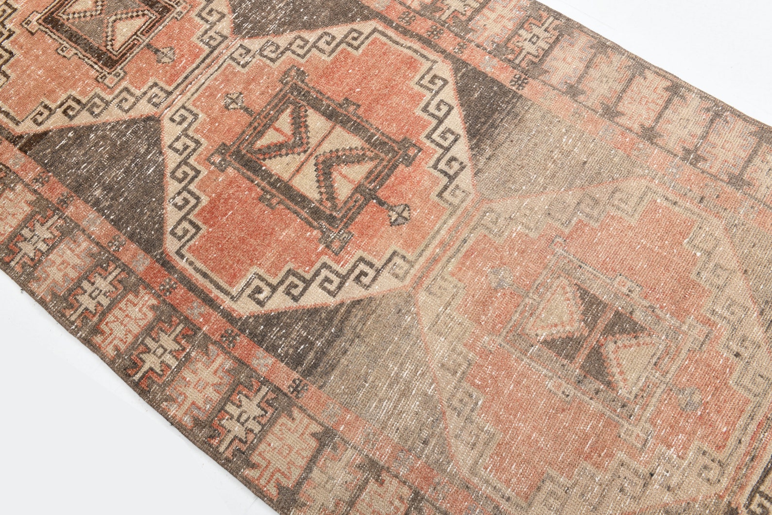4x11 Rustic Farmhouse Vintage Runner Rug, Turkish Geometric Aesthetic ...