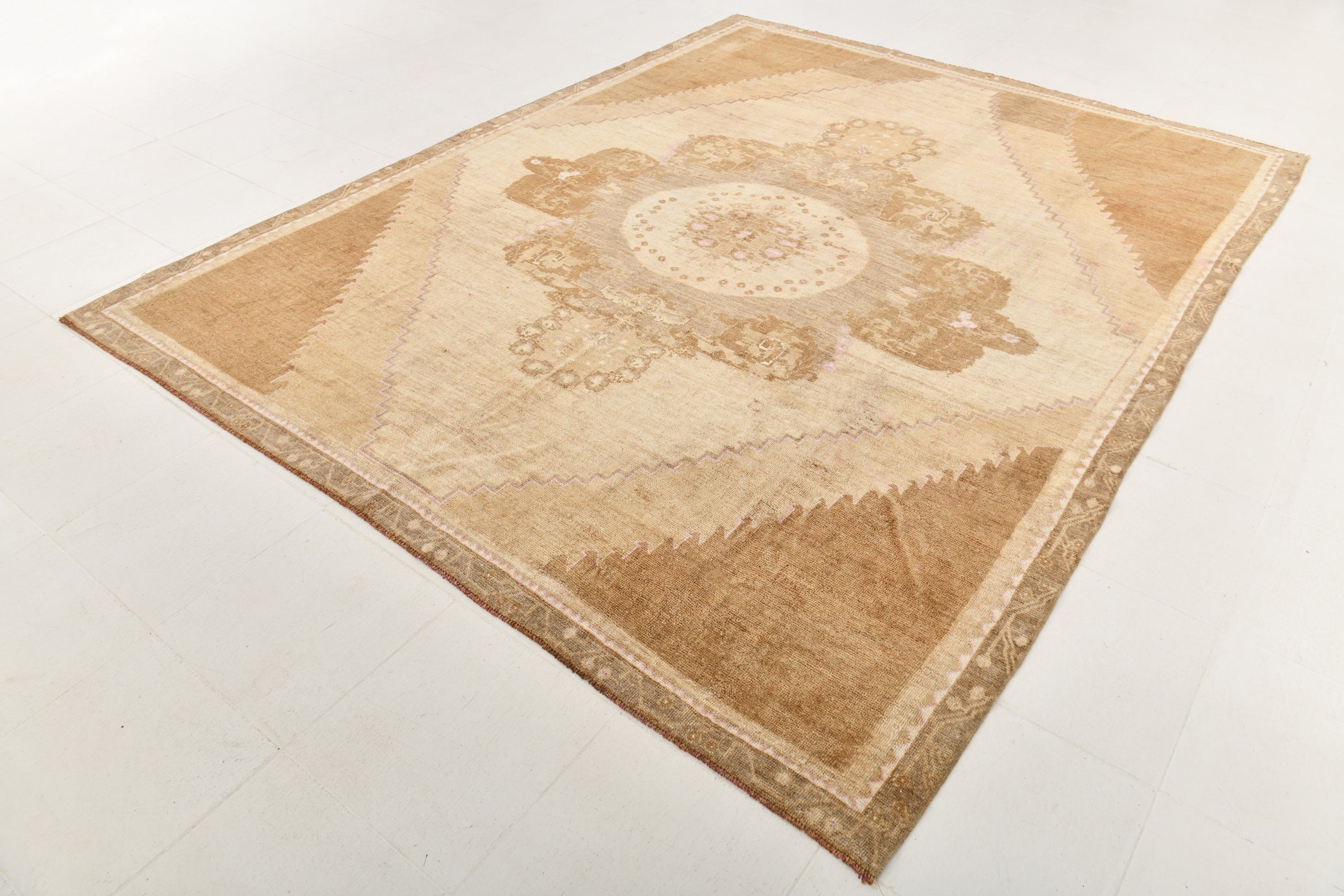 8x10 Beige Vintage Rug, 8x10 Brown Persian Rug, 8x10 Wool Rug, Earth ...