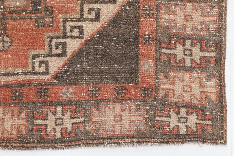 4x11 Rustic Farmhouse Vintage Runner Rug, Turkish Geometric Aesthetic ...