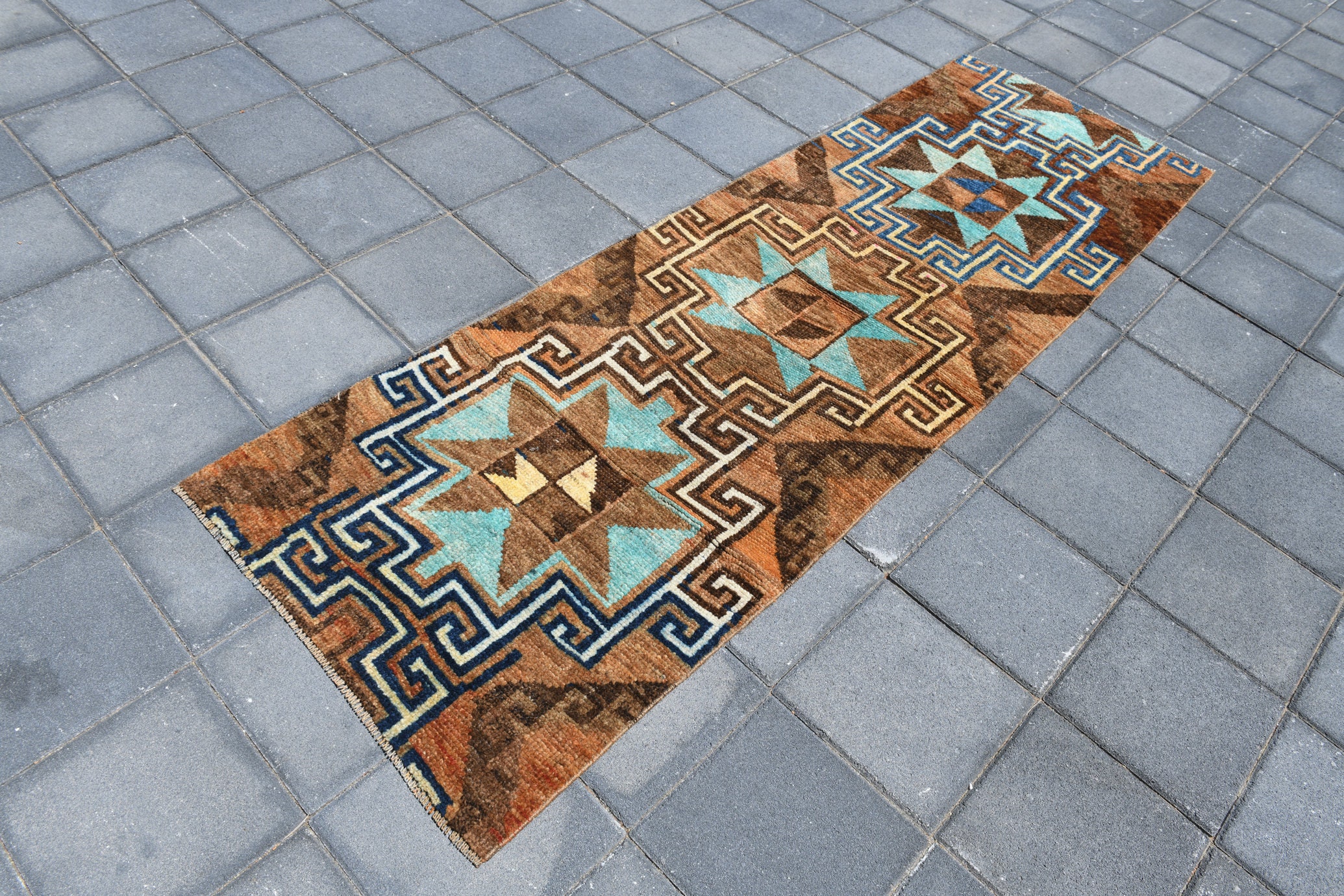 3x8 Vintage Runner Rug 3x8 Rug 3x8 Persian Blue Brown Rug - Etsy