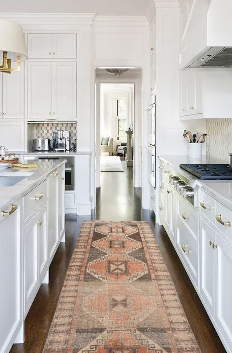 4x11 Rustic Farmhouse Vintage Runner Rug, Turkish Geometric Aesthetic ...