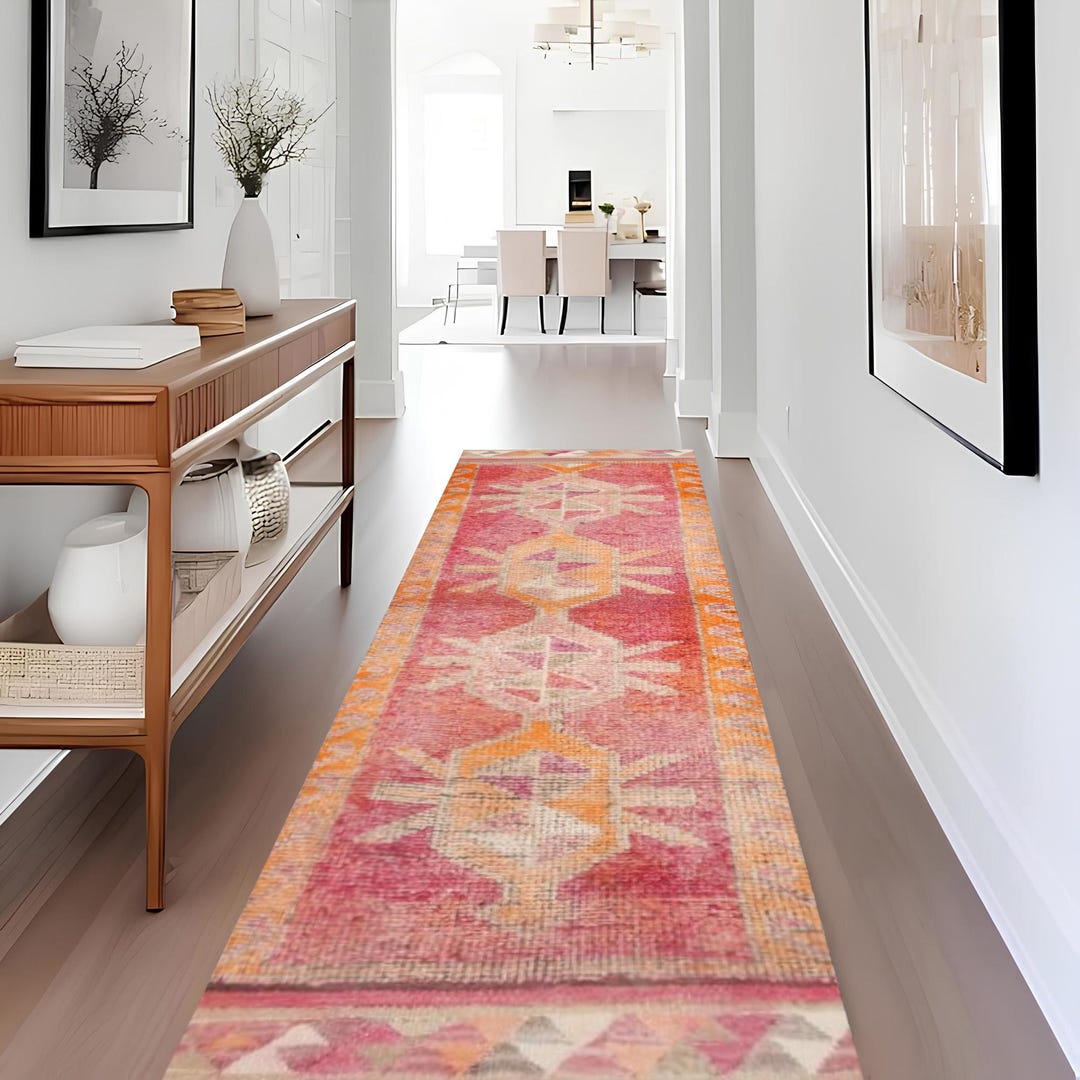 3x10 Rug, 3x10 Herki Runner, 3x10 Red Orange HERKI RUNNER Rug, 3x10 ...