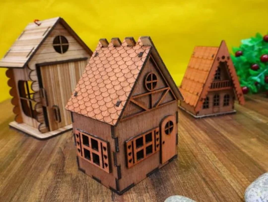 Laser Cut Tiny Wooden House 3mm Cdr Dxf Svg Ai File - Etsy