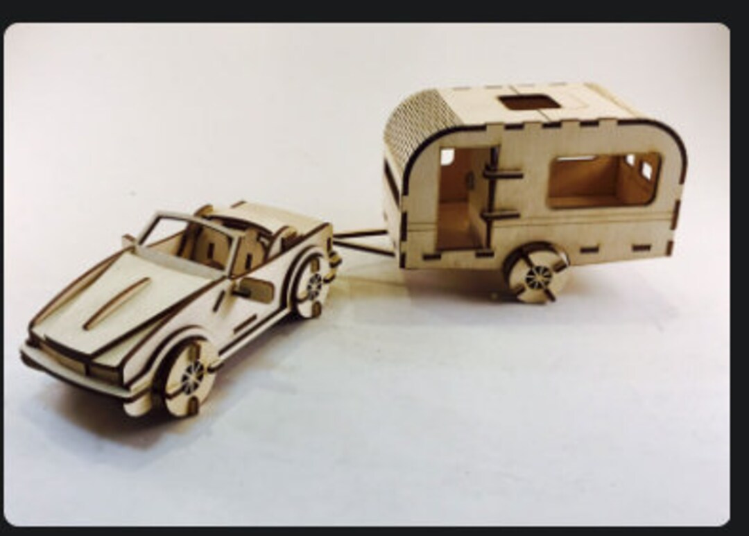 Laser Cut Toy Car and Caravan Set Cdr Dxf Svg Aı File - Etsy