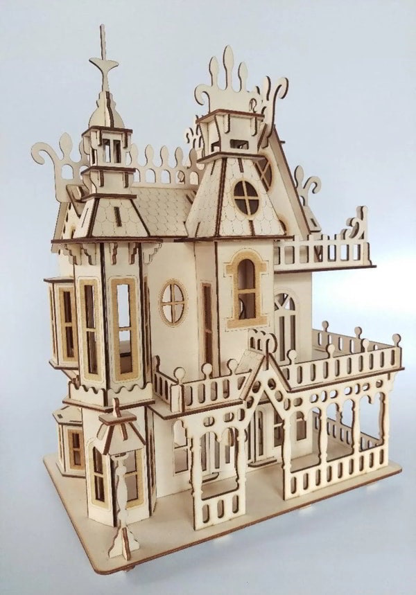 Laser Cut Wooden Puzzle Villas Model 3D Cdr Dxf Svg Ai File - Etsy