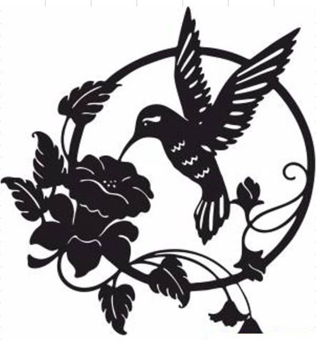 Laser Cut Hummingbird Floral Art - Cdr Svg Dxf Ai for Laser Cutting and ...