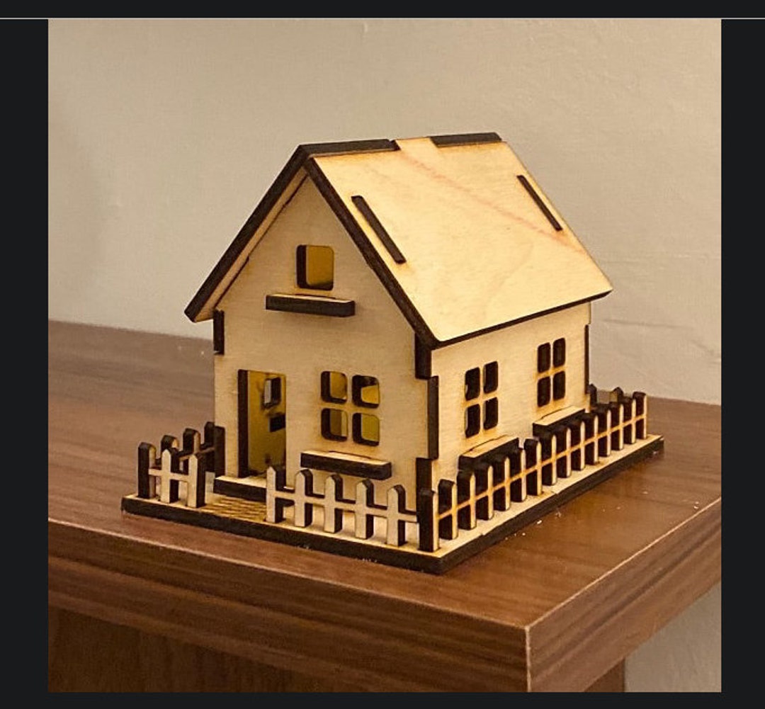 Wooden House Laser Cut 3D Model Cdr Dxf Svg Ai File - Etsy