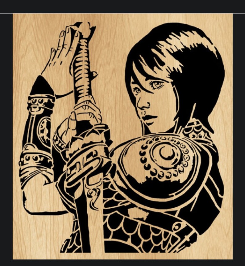 Laser Cut Girl With A Sword Wall Art Decor Cdr Dxf Svg Ai File - Etsy