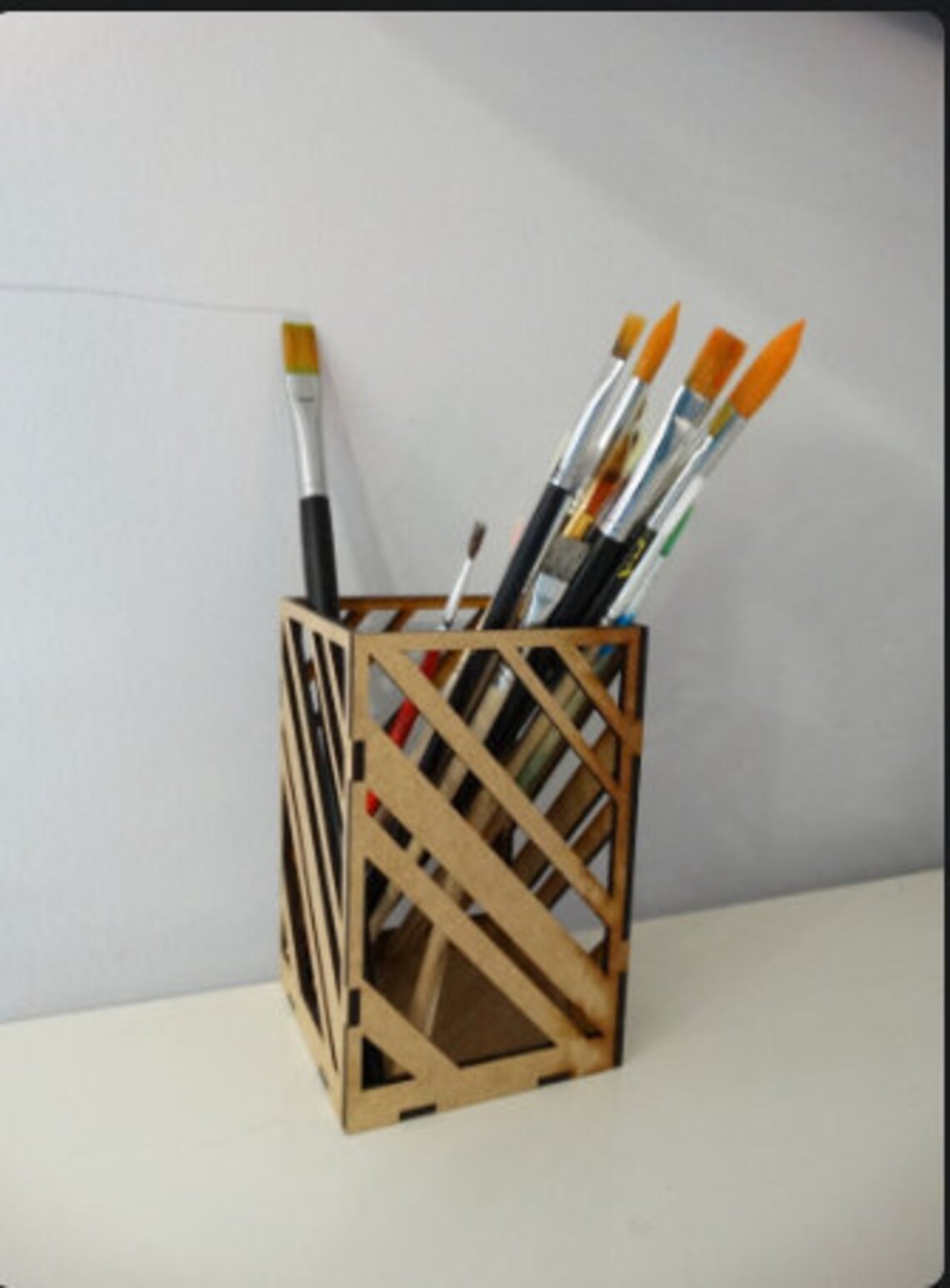 Laser Cut Modern Pencil Holder for Office Table 3mm Cdr Dxf Svg Ai File ...