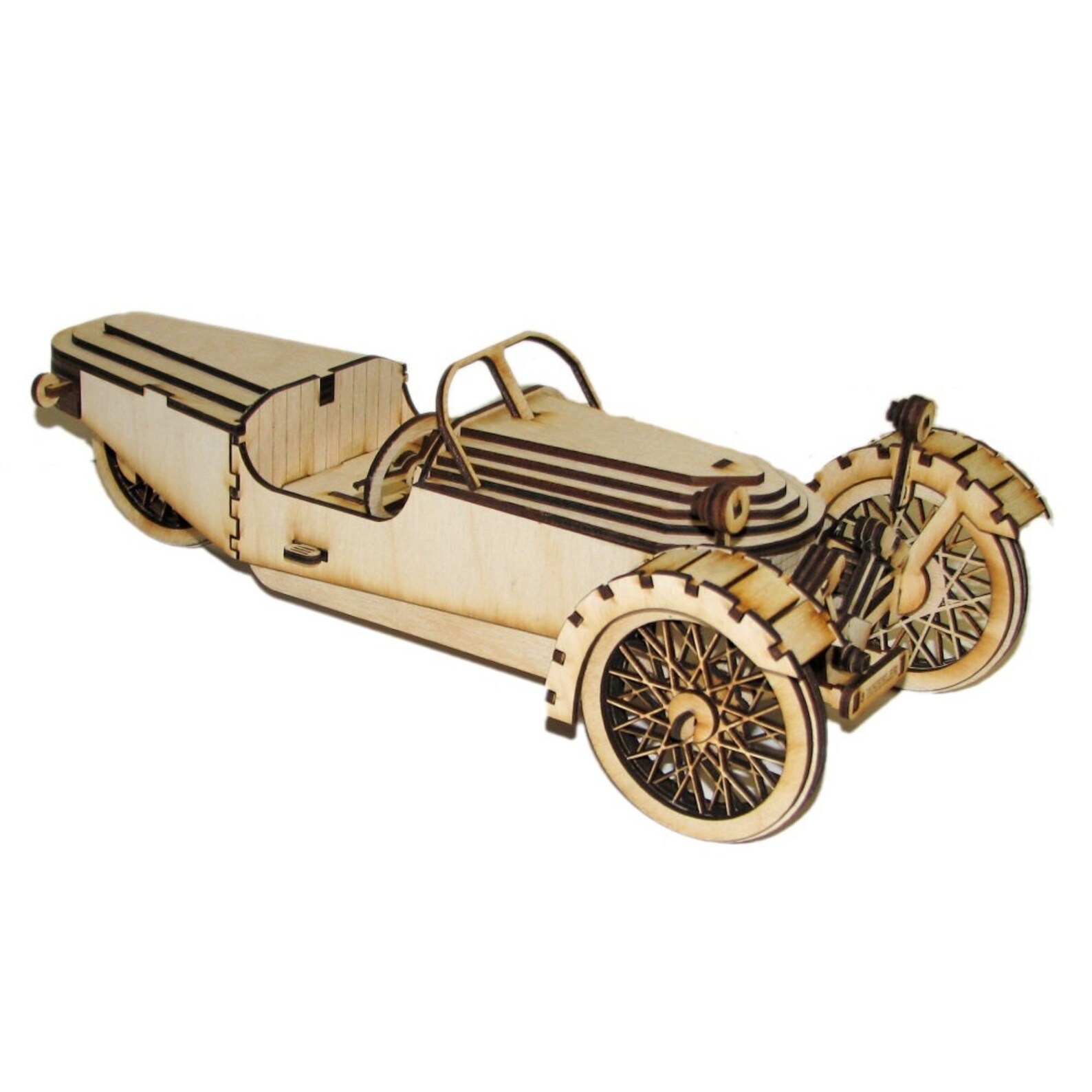 Laser Cut Wooden Morgan 3 Wheel Car Puzzle Kit Cdr Dxf Svg Ai File ...