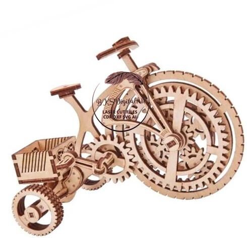 Laser Cut Wooden Mechanical 3D Model Bicycle Cdr Dxf Svg Ai File - Etsy