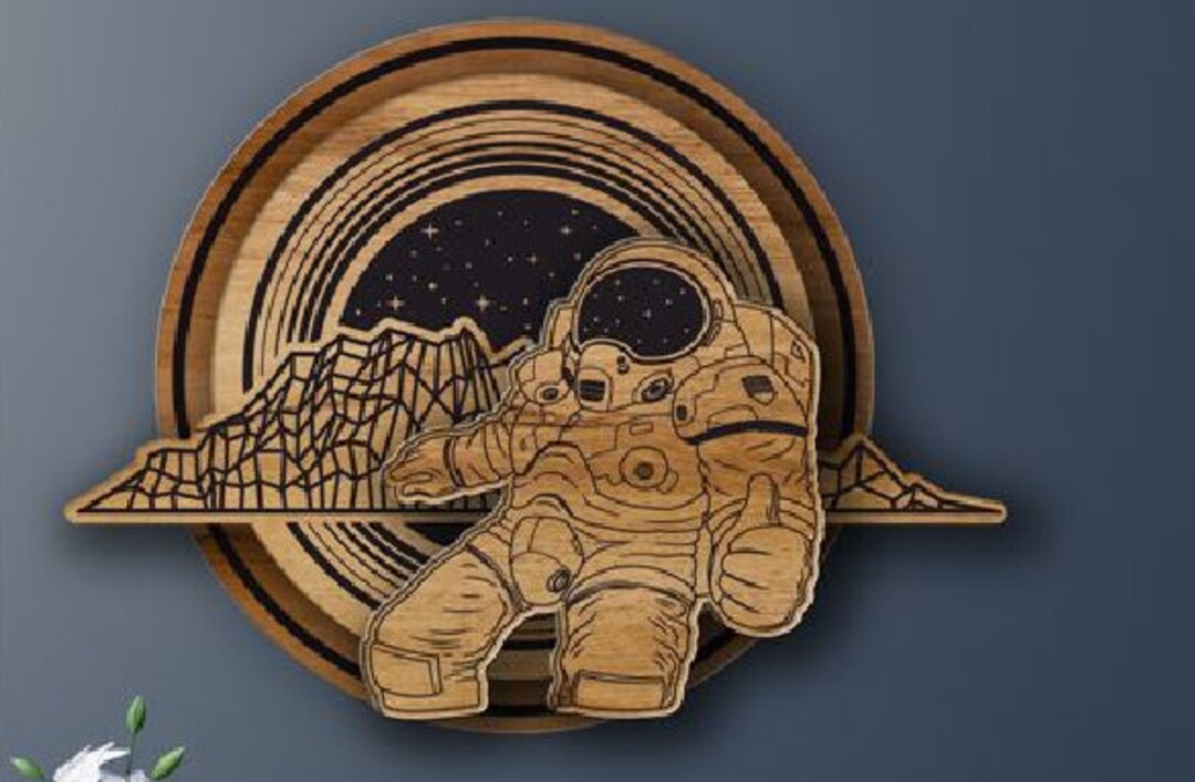 Laser Cut Wooden Astronaut Model Wall Art Cdr Dxf Svg Ai File - Etsy