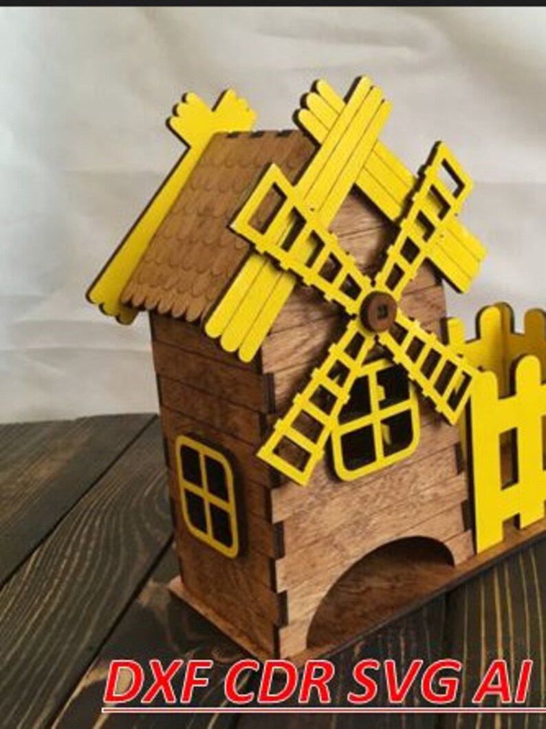 Laser Cut Wooden Model Windmill Cdr Dxf Svg Ai File - Etsy