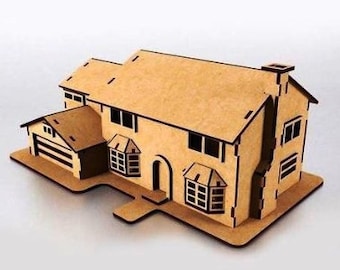 Laser Cut Wooden Model House Cdr Dxf Svg Ai File - Etsy