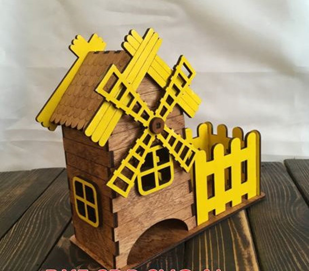 Laser Cut Wooden Model Windmill Cdr Dxf Svg Ai File - Etsy