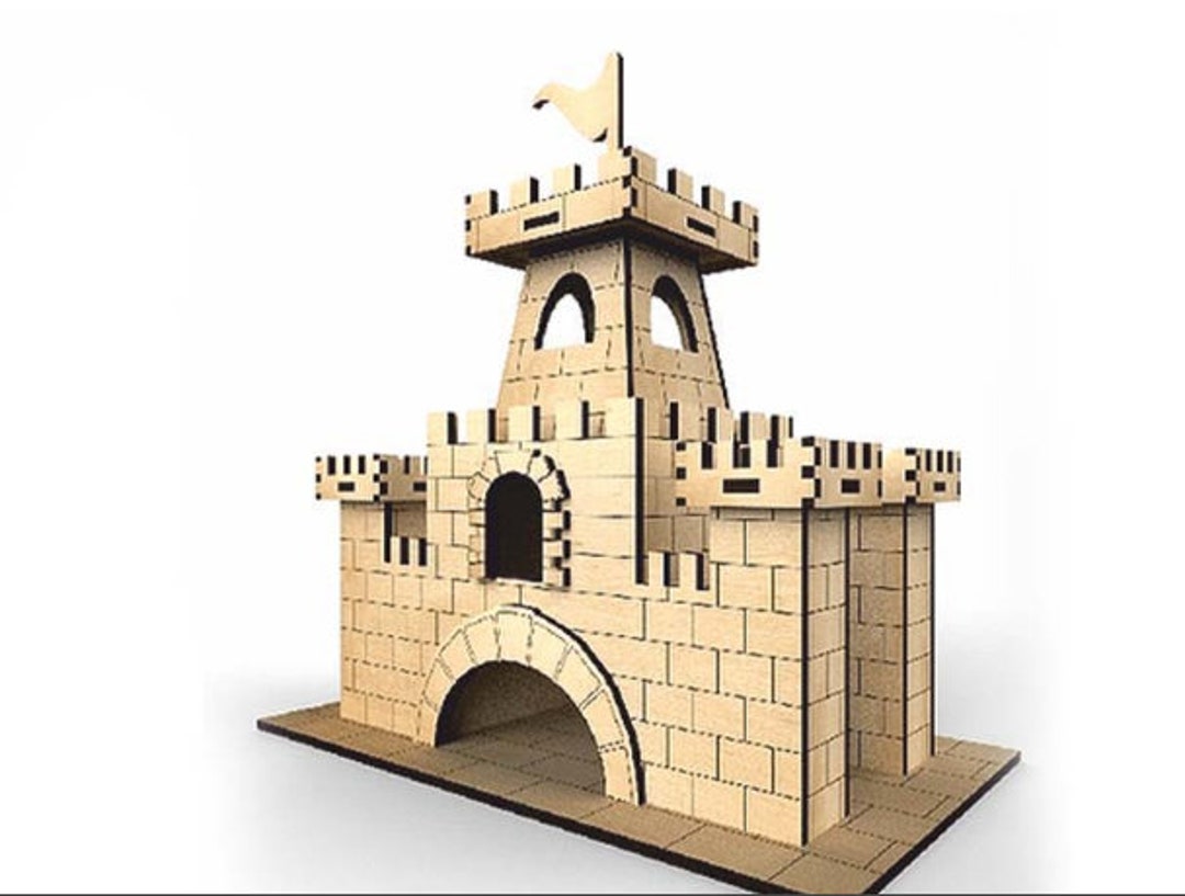 Laser Cut Castle Model 3D Wooden Puzzle Building Model Cdr Dxf Svg Pdf ...