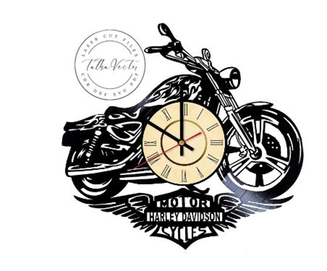 Laser Cut Harley Motorcycle Vinyl Record Wall Clock Cdr Dxf Svg Pdf - Etsy