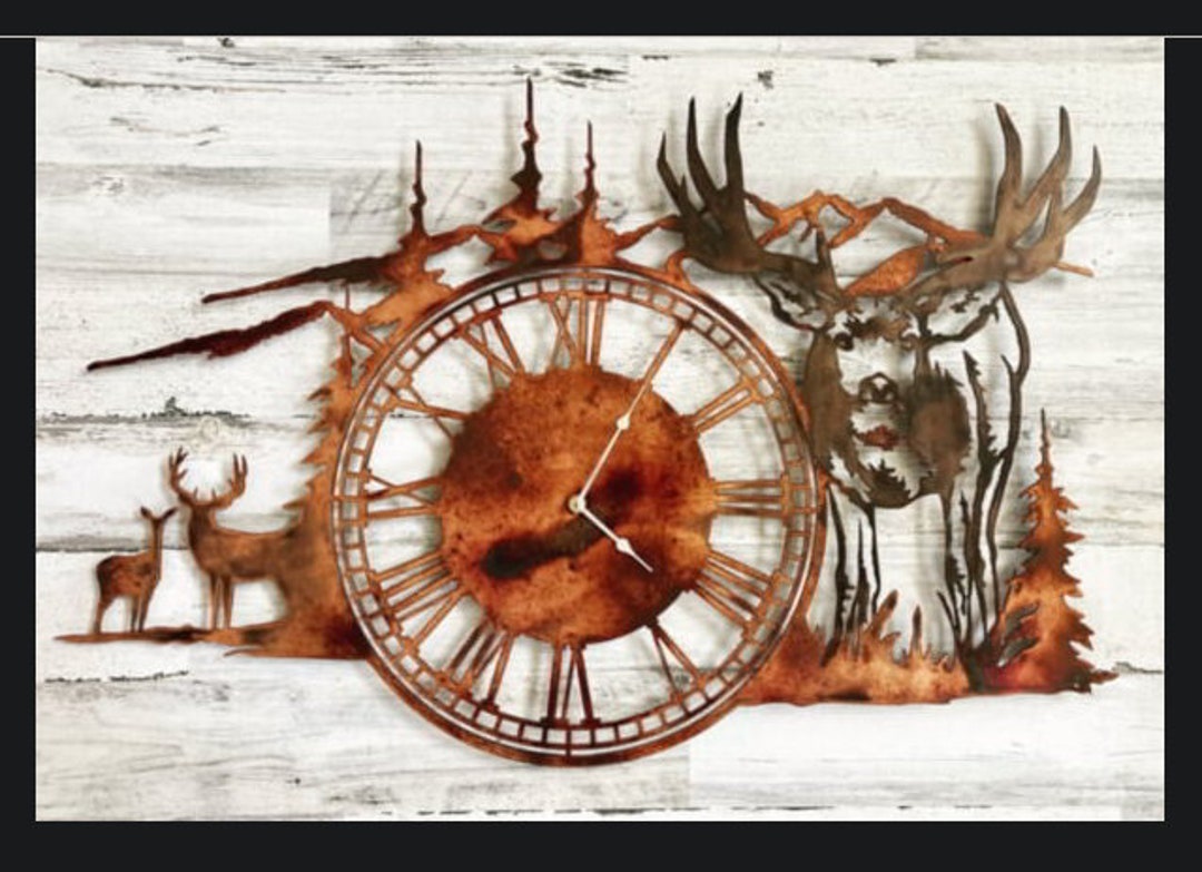 Laser Cut Deer Clock Wildlife Wall Clock for Room Decor Round Clock Cdr ...