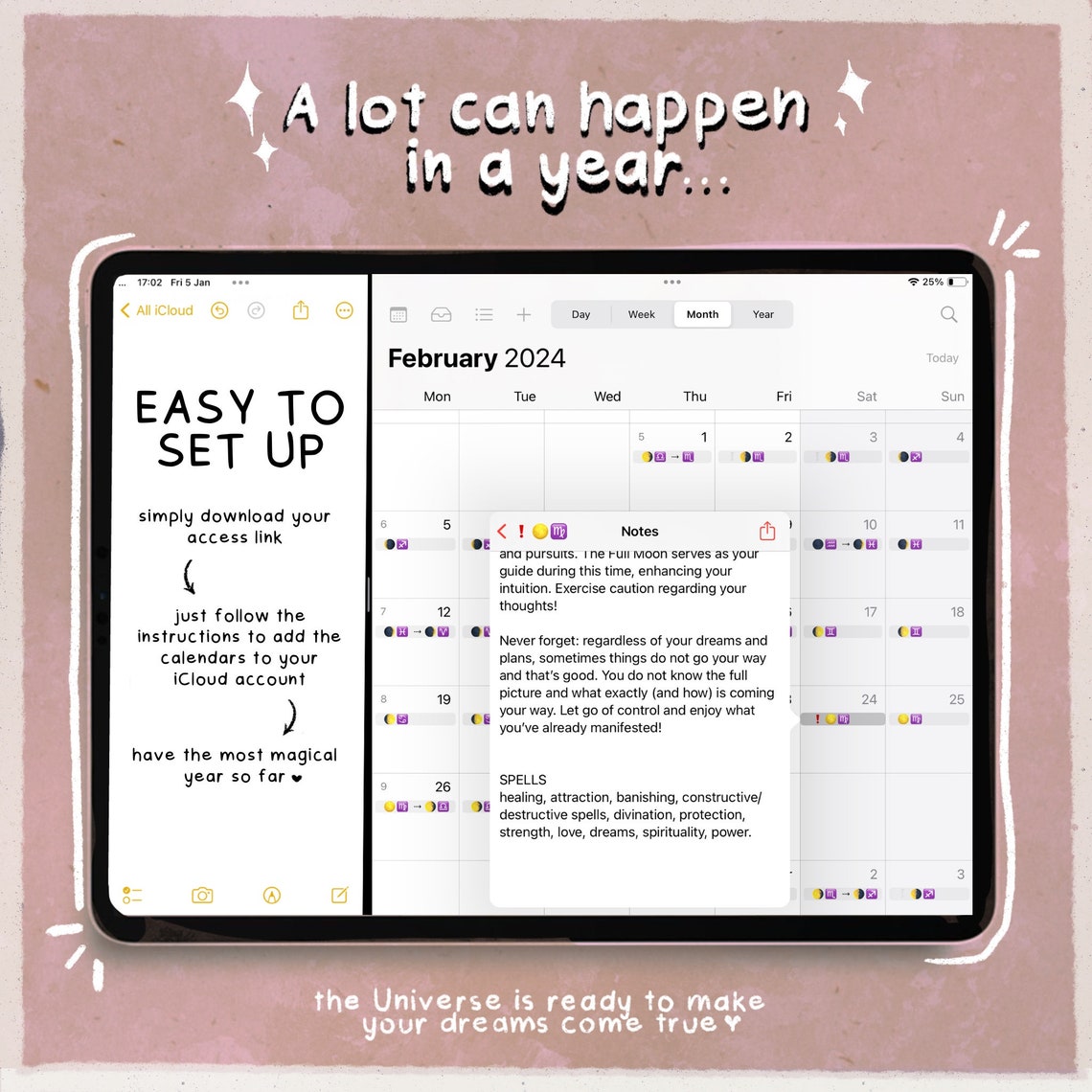 2024 Moon Calendar I Lunar Phase Chart I Moon Phases I 2024 Planner I ...