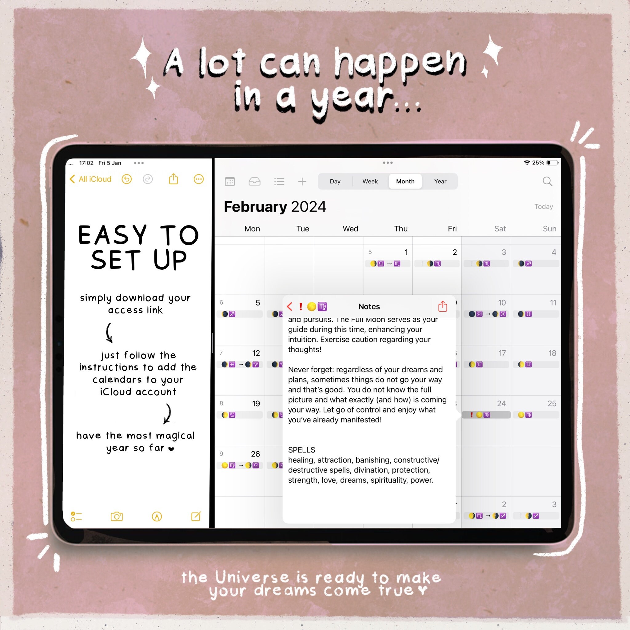 2024 Moon Calendar I Lunar Phase Chart I Moon Phases I 2024 Planner I ...