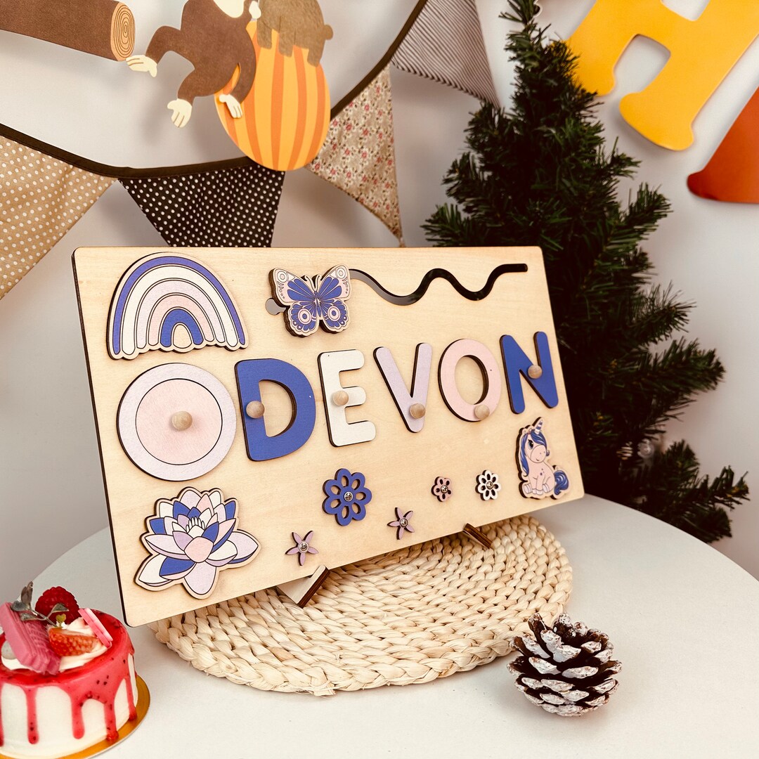 Custom Wooden Name Puzzle and Busy Board Toy Set for Toddlers - Etsy