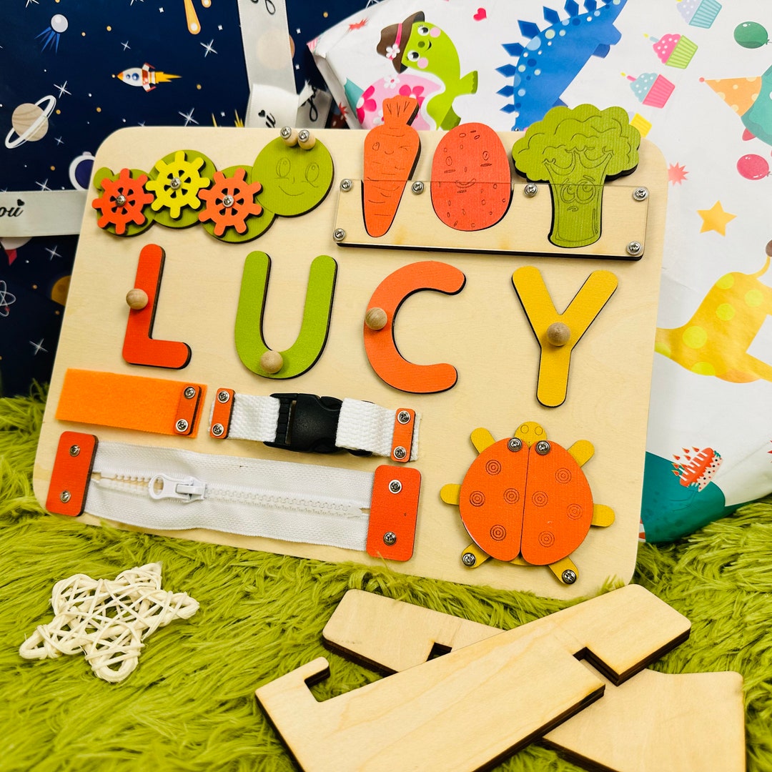 Name Puzzle Busy Board Wooden Toy for Toddlers Encourage - Etsy